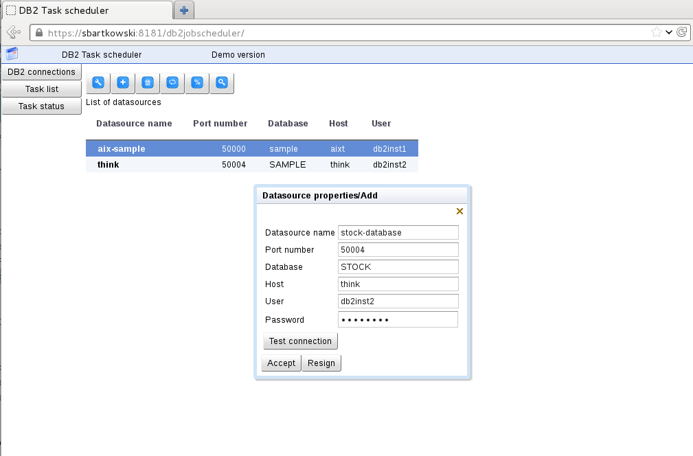 javahotel: DB2 Task Scheduler and web UI