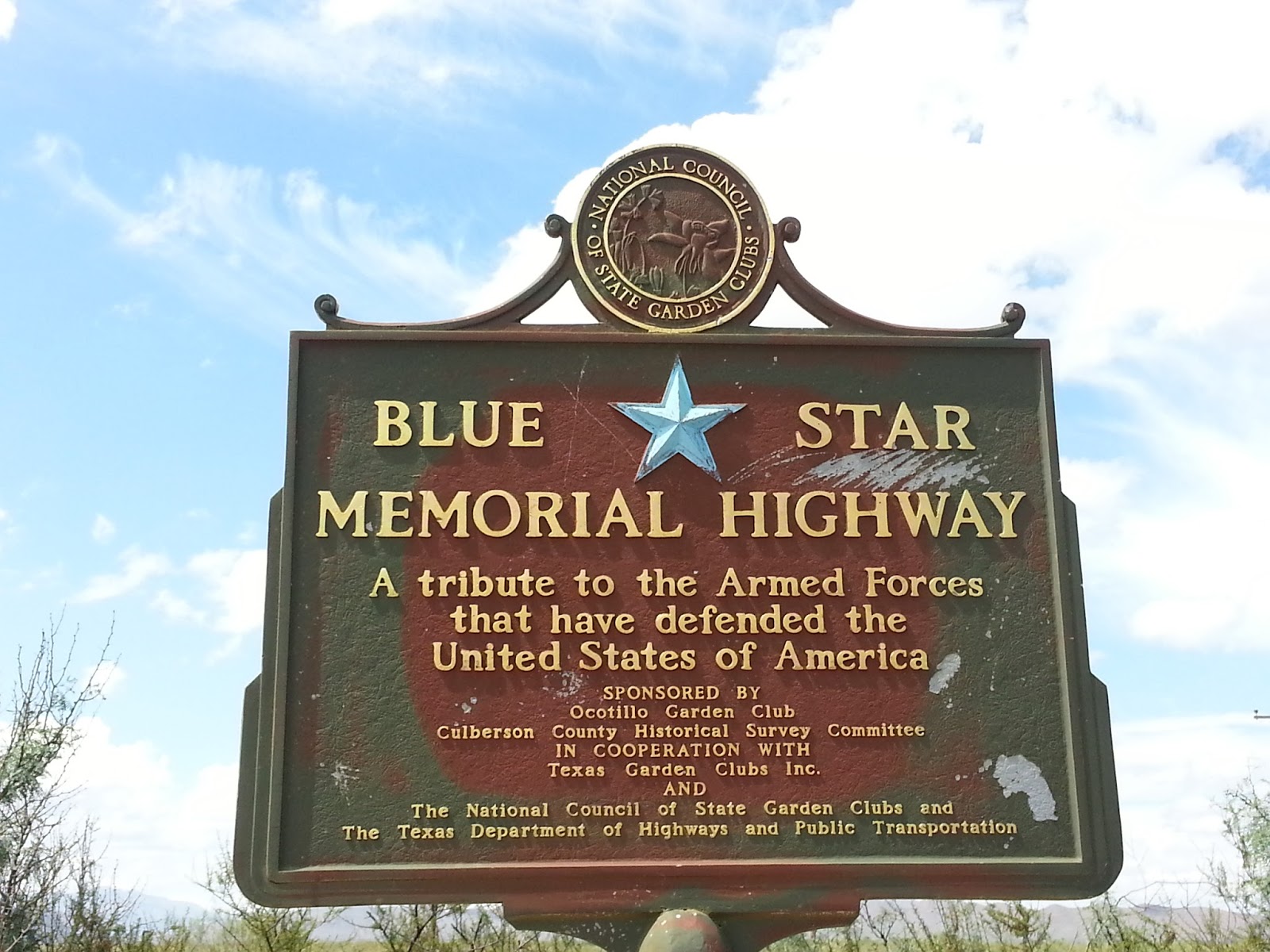 Texas Mountain Trail Daily Photo: Blue Star Memorial Highways