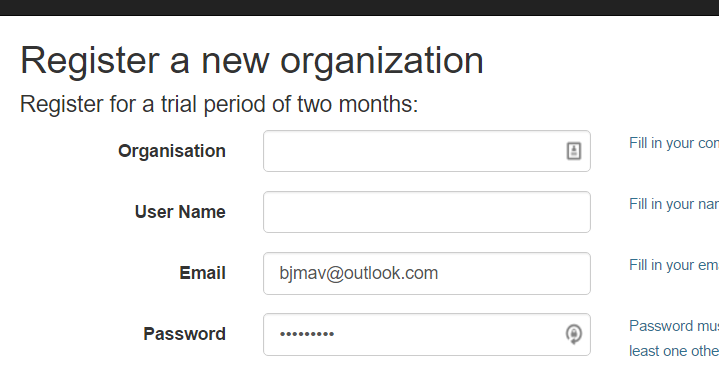 Project Hours Development Blog: New Trial Period Registration Page ...