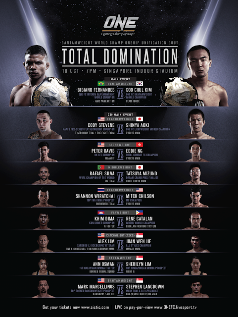 Evolve MMA : ONE FC: Total Domination Fight Card