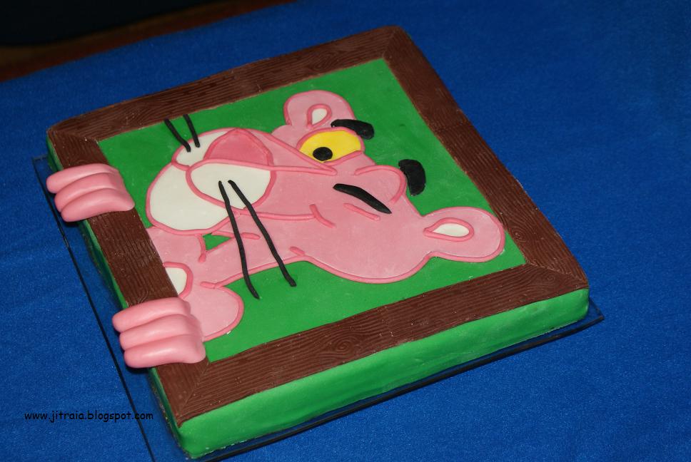 Jitraiadas dulces y saladas: Tarta de la Pantera Rosa para Xiana