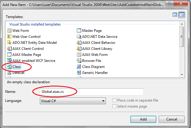 how to add Global.asax.cs file in asp.net or how to add Code behind file for Global.asax in asp ...