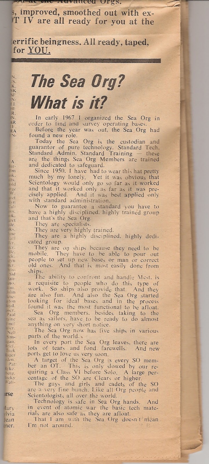 Scientology -The Apollo series: What is Sea Org?