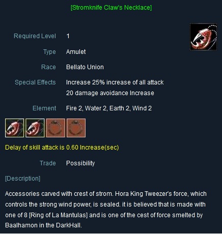 Elemental Stromknife Claw's Necklace - Guide RF Online