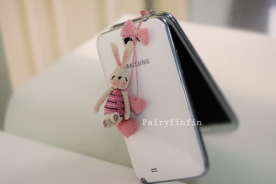 FairyFinFin: Cute Accessories Phone Charm Crochet Rabbit doll, Cute ...