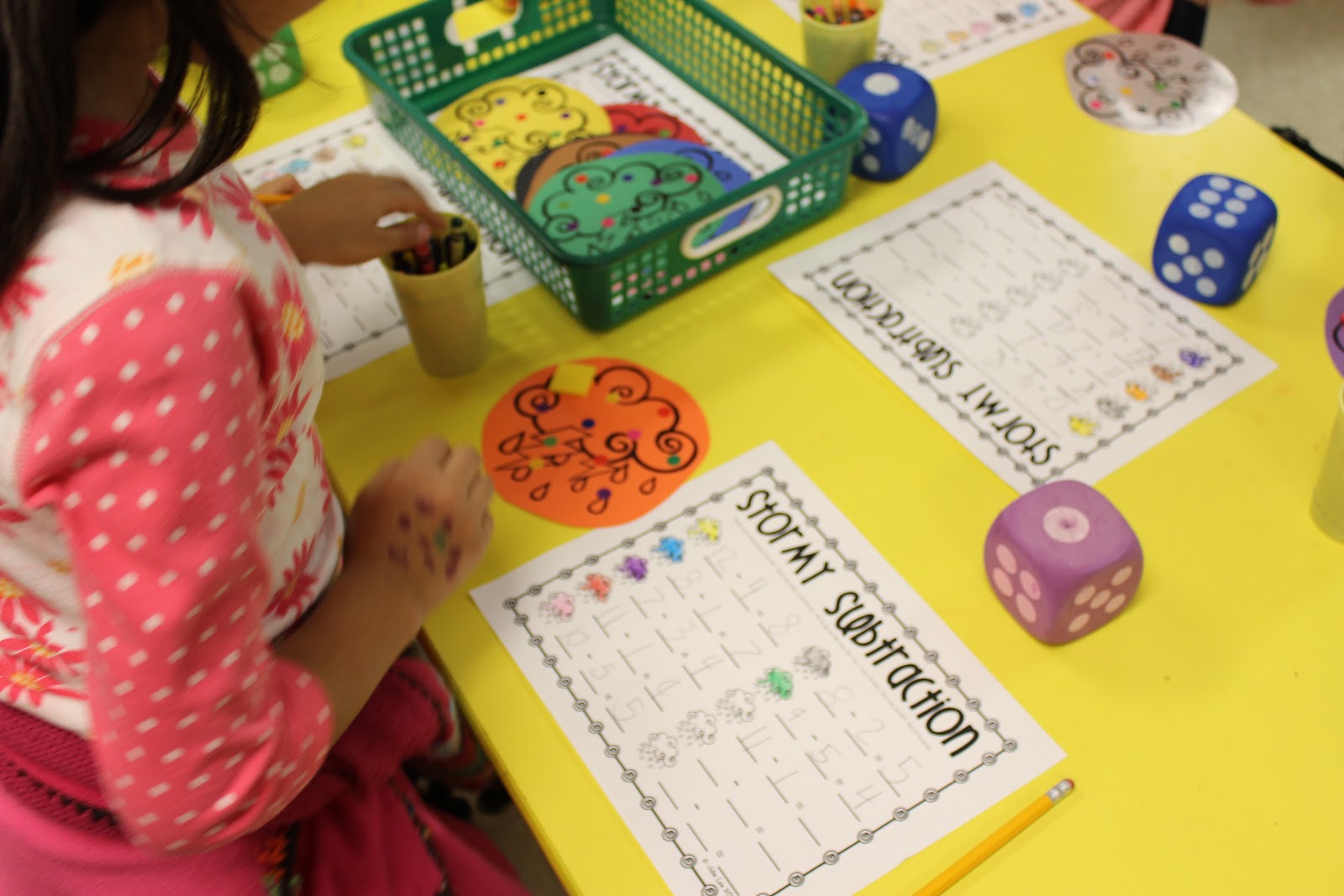 Mrs. Lee's Kindergarten: Our Math Centers this Week...plus some rainy fun!