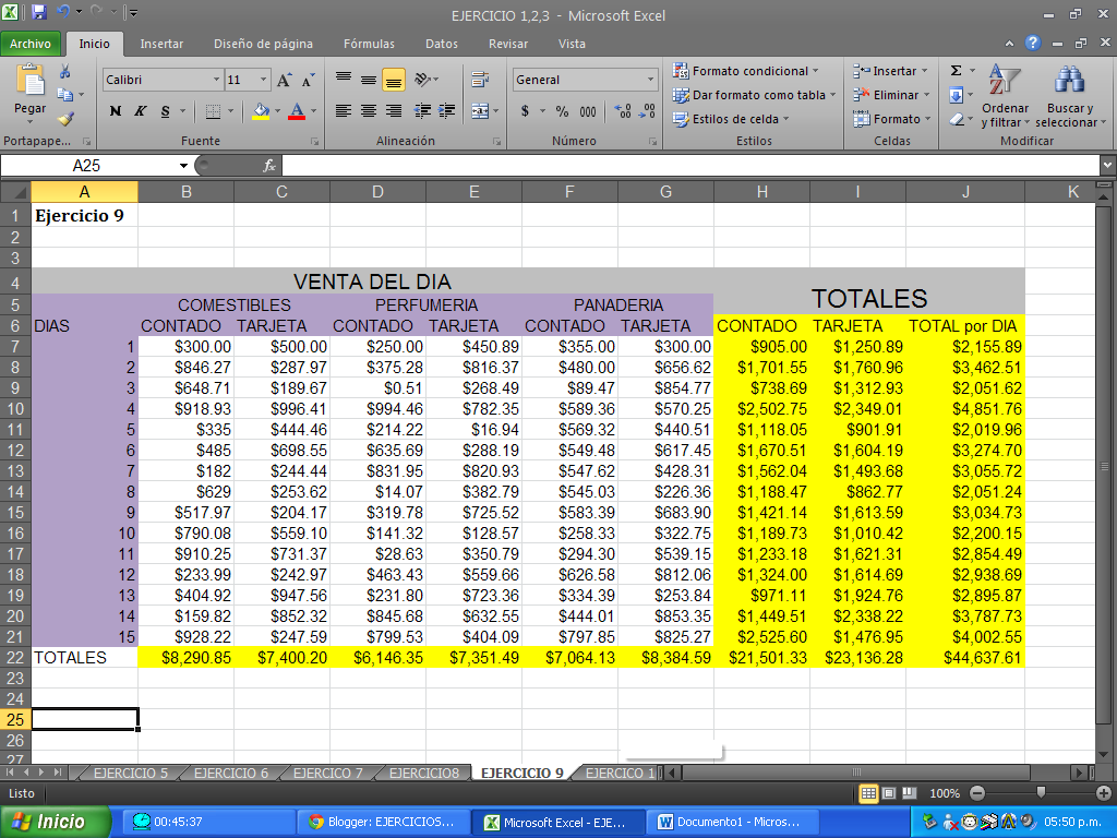 EJERCICIOS DE EXCEL: EJERCICIOS DE EXCEL