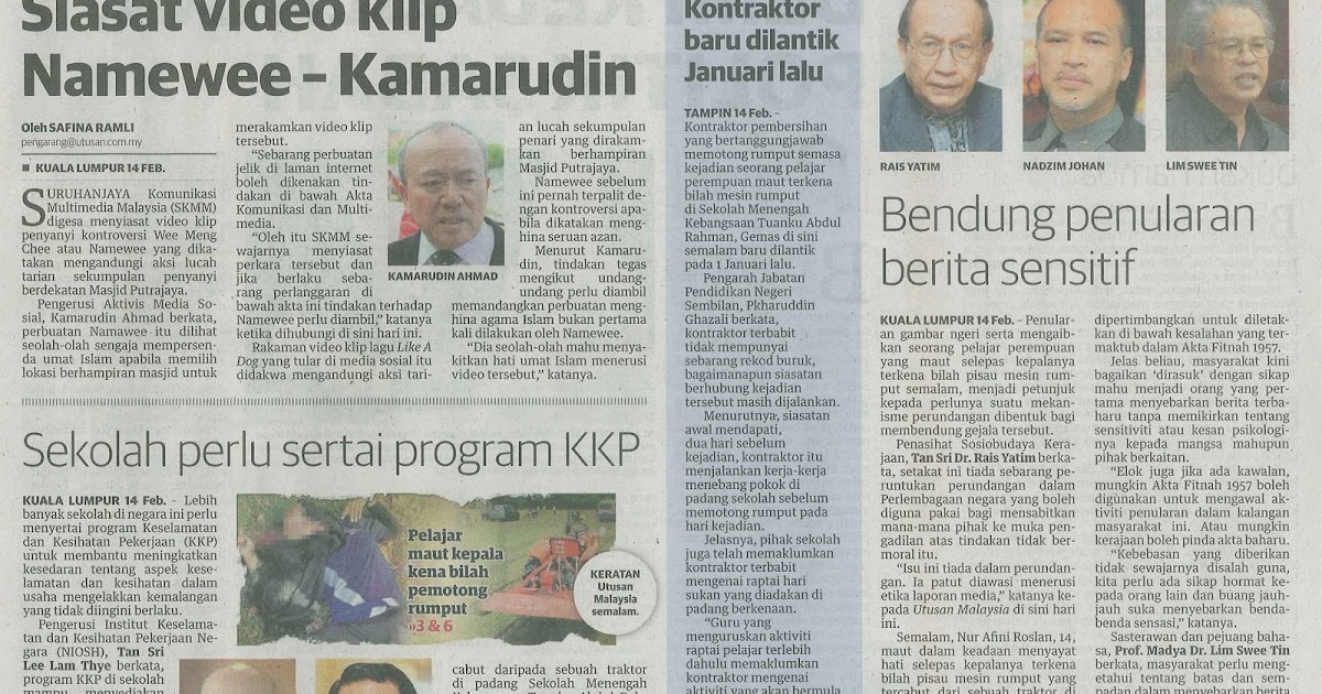 Blog Rasmi PPIM: 4364) BENDUNG PENULARAN BERITA SENSITIF – UTUSAN ...