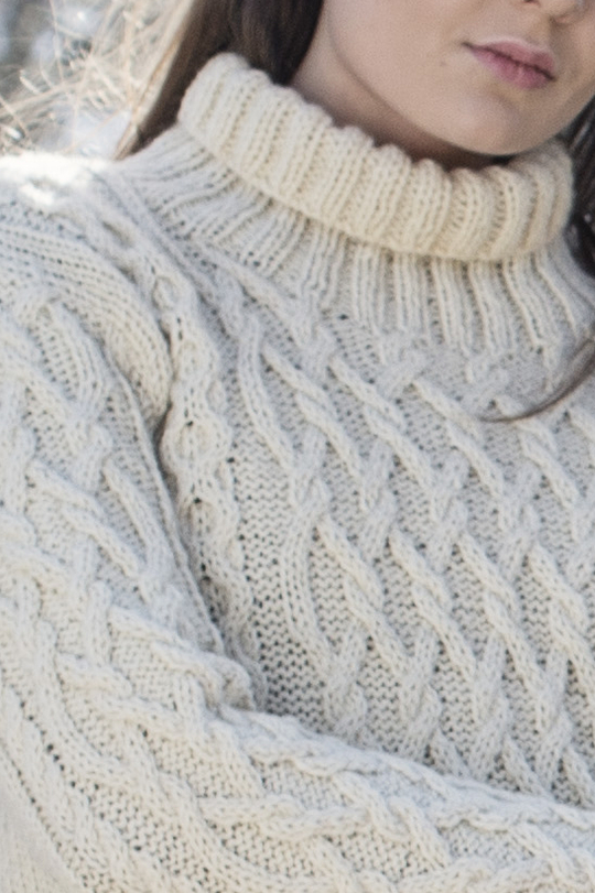 Irina: Cable knitting. Sweater.