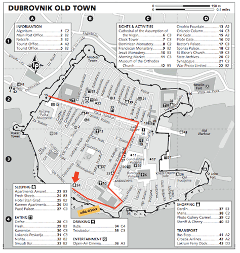 Map of Dubrovnik, Croatia