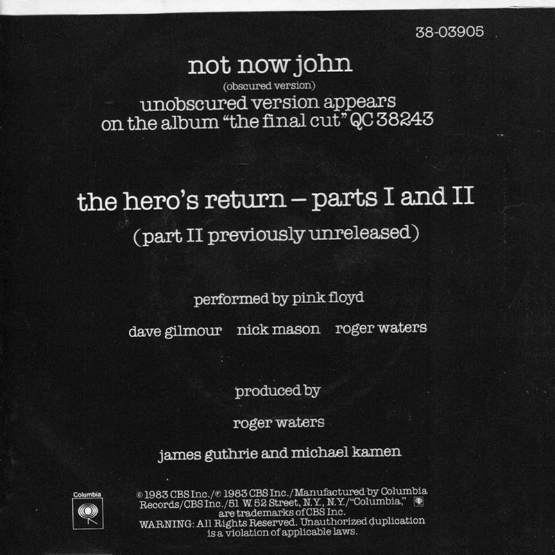 Pink Floyd Ilustrado: 1983 Not Now John (obscured version) - Single
