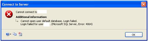Suhas R. Kudekar: Error: 4064 – Cannot open user default database ... Suhas R. Kudekar: Error: 4064 – Cannot open user default database ...