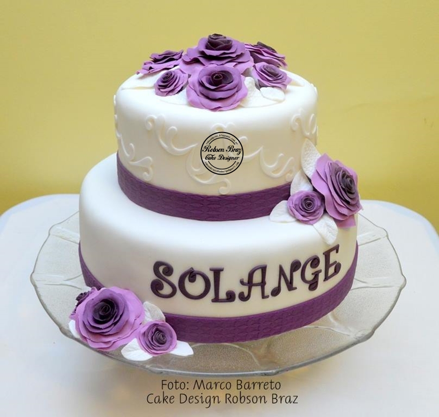 Robson Braz: Bolo Branco com Detalhes do Roxo ao Lilás