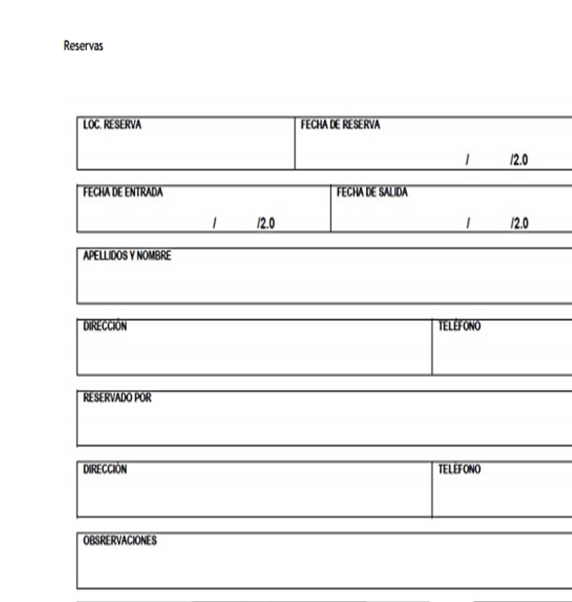 formatos de reservas