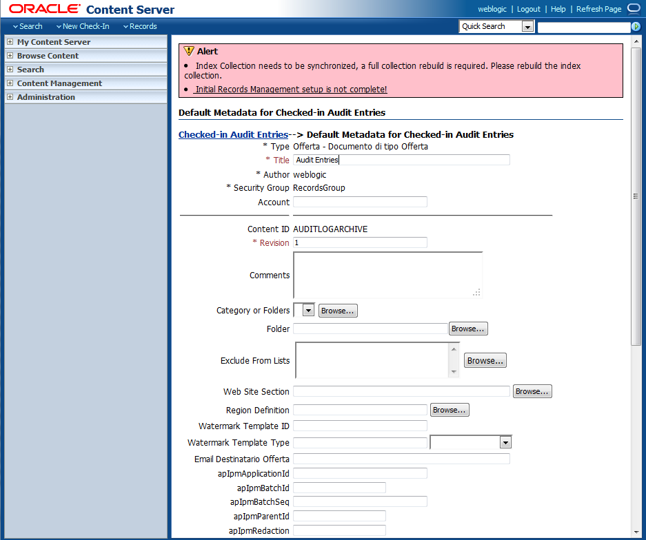 Hostile Coding: Oracle UCM: Dashboard