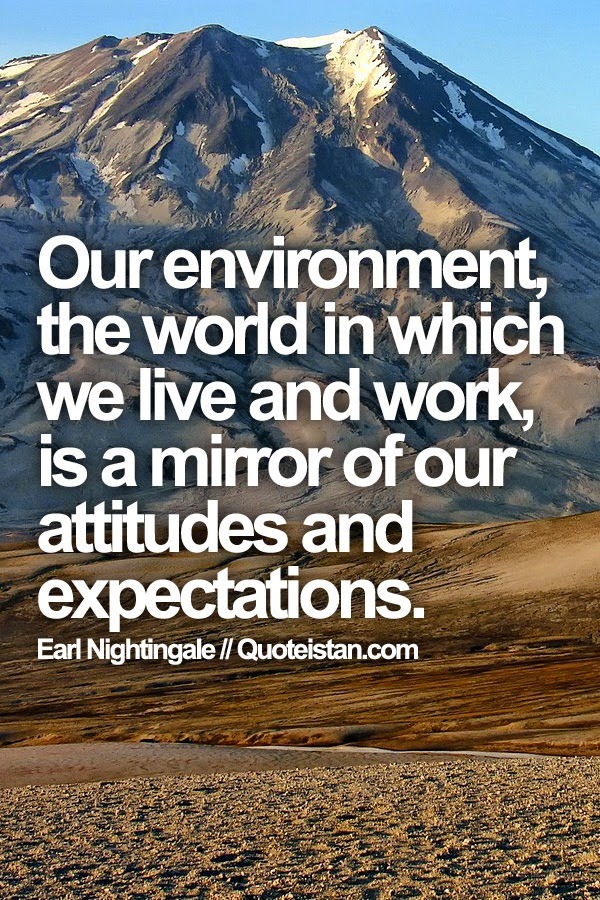 Our environment, the world in which we live and work, is a mirror of ...