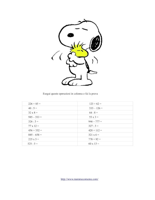 Mamme come me: Schede di ripasso di matematica classe terza elementare