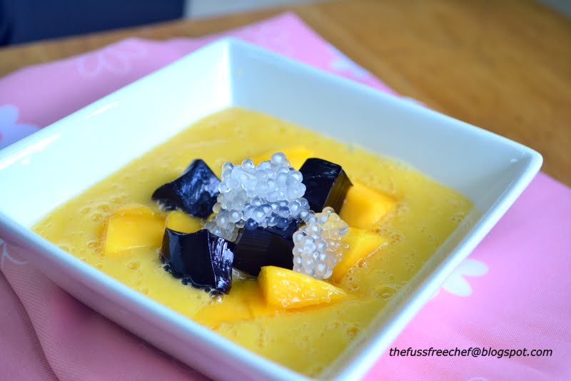 the FUSS FREE chef: Chilled Mango Dessert with Sago and Grass Jelly