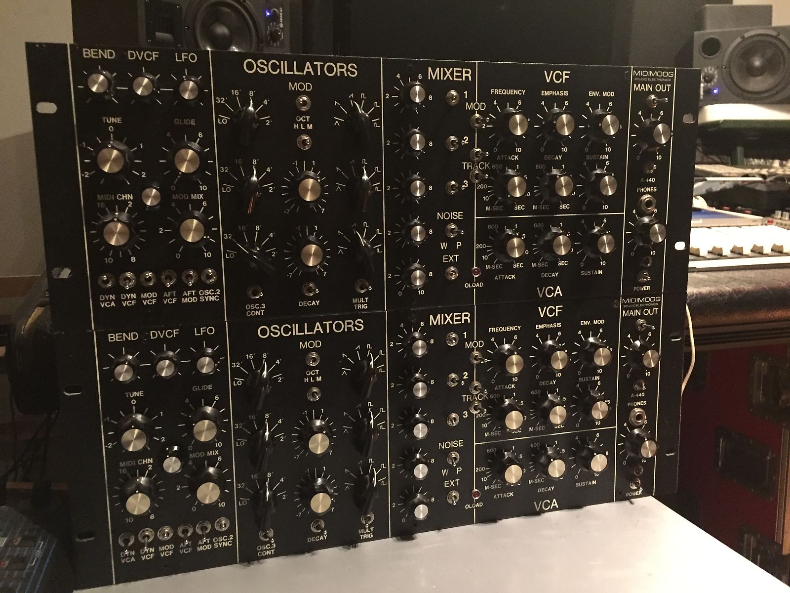 MATRIXSYNTH: RARE Midimoog Minimoog in a rack. Original vintage Model D