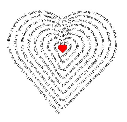 en el pais de la piruleta...: Texto en forma de corazón