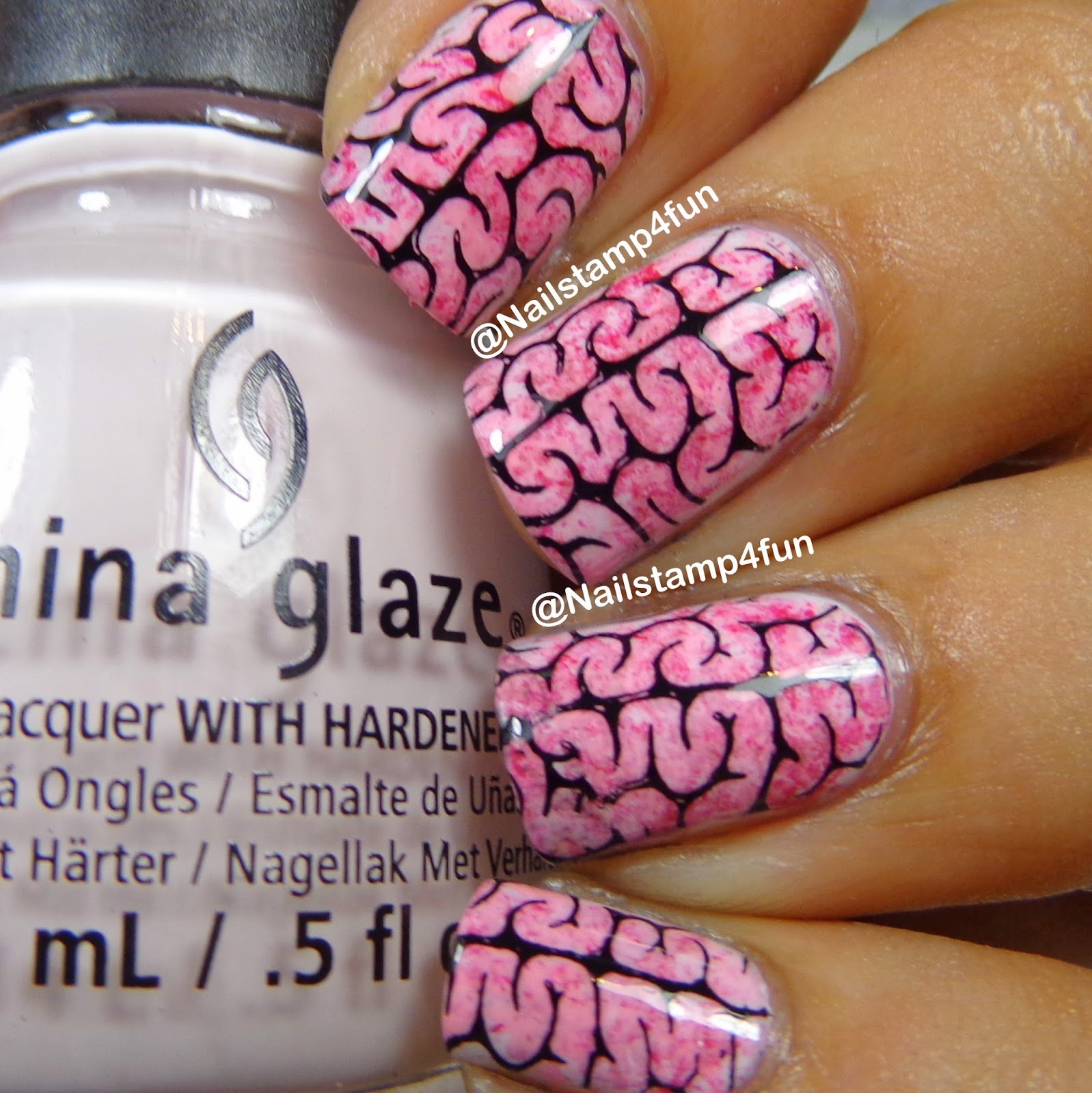 Nail Stamp 4 Fun: Eww.... Brains!! Using Bunny Nails HD-H