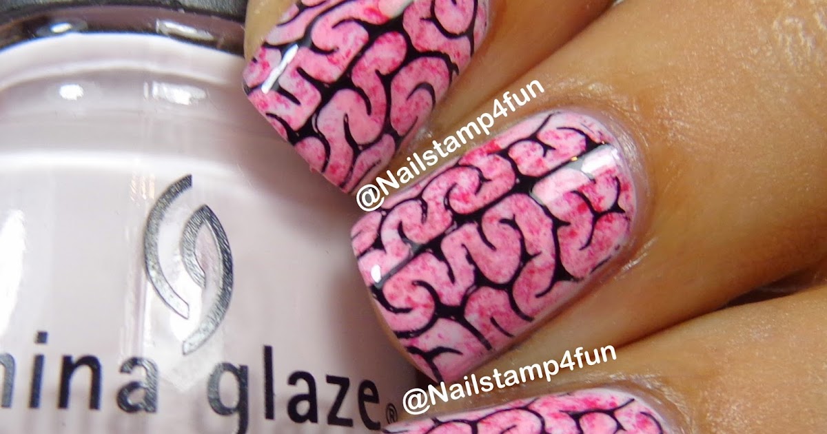 Nail Stamp 4 Fun: Eww.... Brains!! Using Bunny Nails HD-H