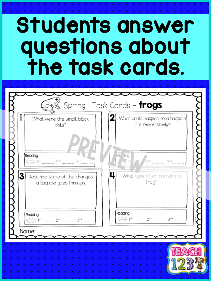 Fluency Task Cards: Spring Time | Teach123
