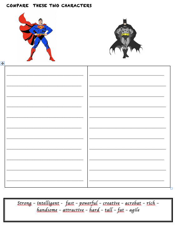 OUR ENGLISH CLASS: Comparing superheroes