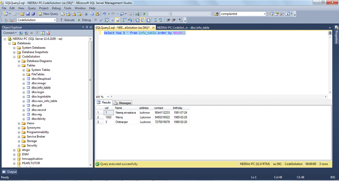 How to get Random Records from database table in SQL Server - Neeraj ... How to get Random Records from database table in SQL Server - Neeraj ...