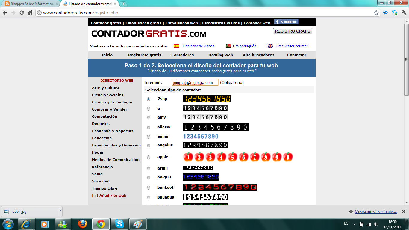 Sobre Informatica...: Poner un contador de visitas en tu web.