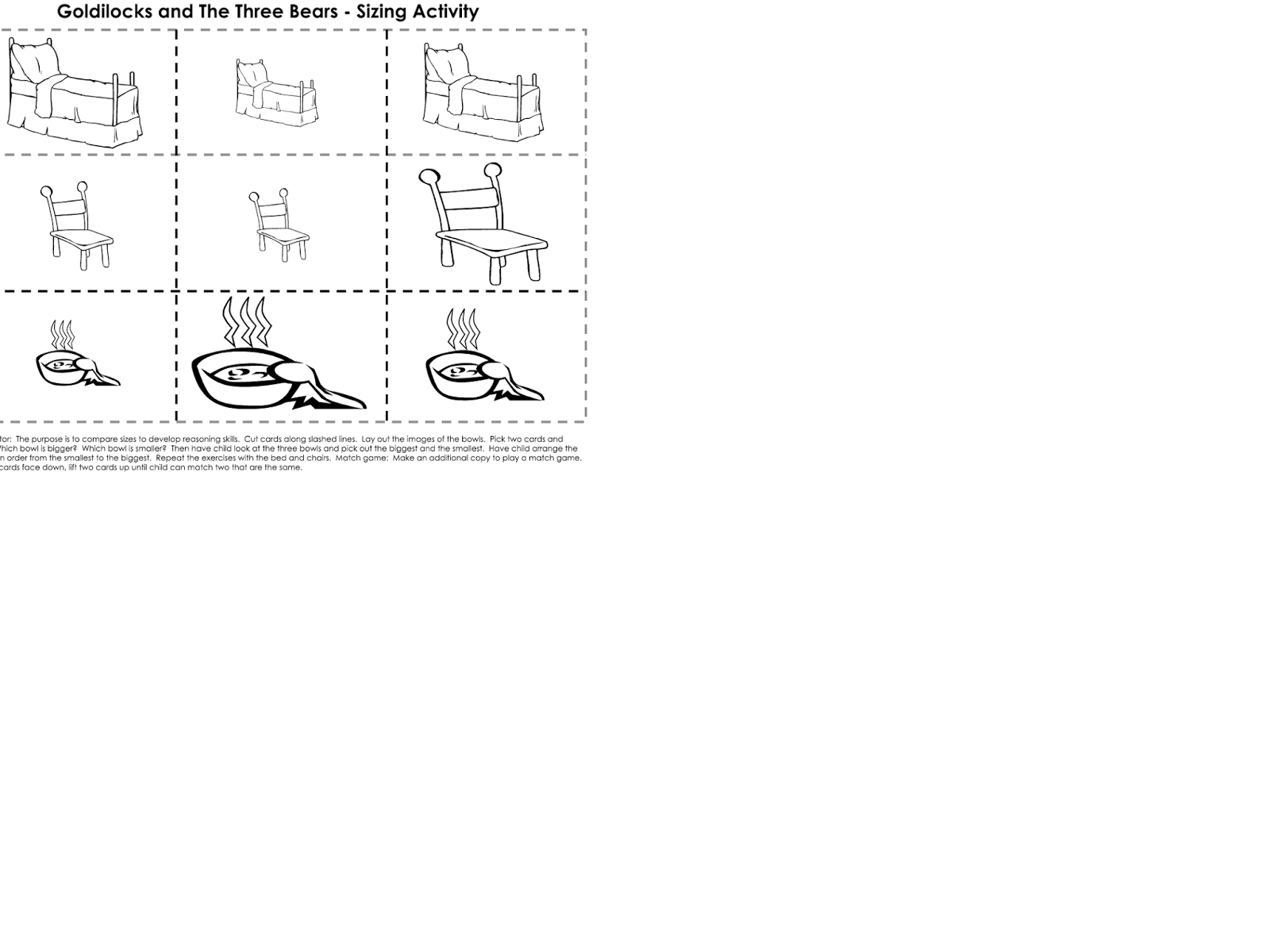 Sparkles and Kisses: Goldilocks sizing activity to do at home