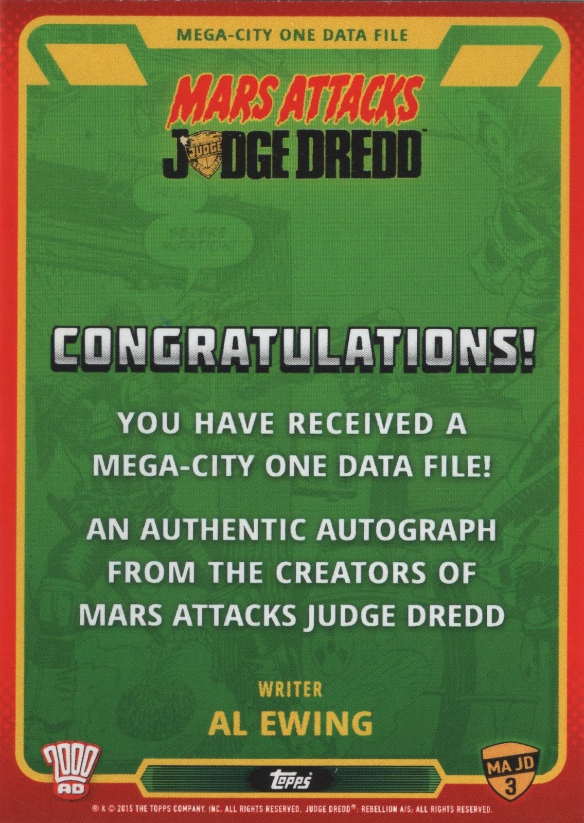 Cellar of Dredd: Judge Dredd Mars Attacks - Trading Cards Kickstarter