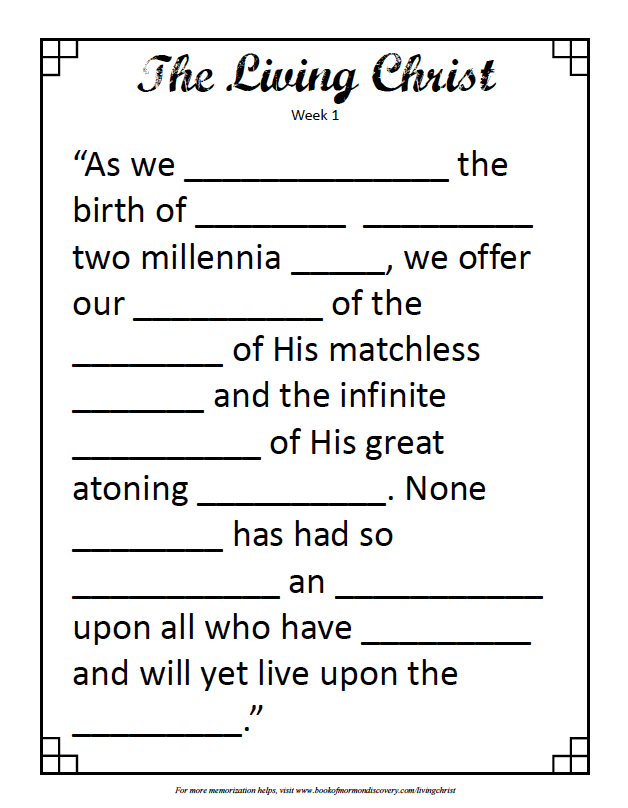 Jennifer Said: Memorize "The Living Christ": Week 1