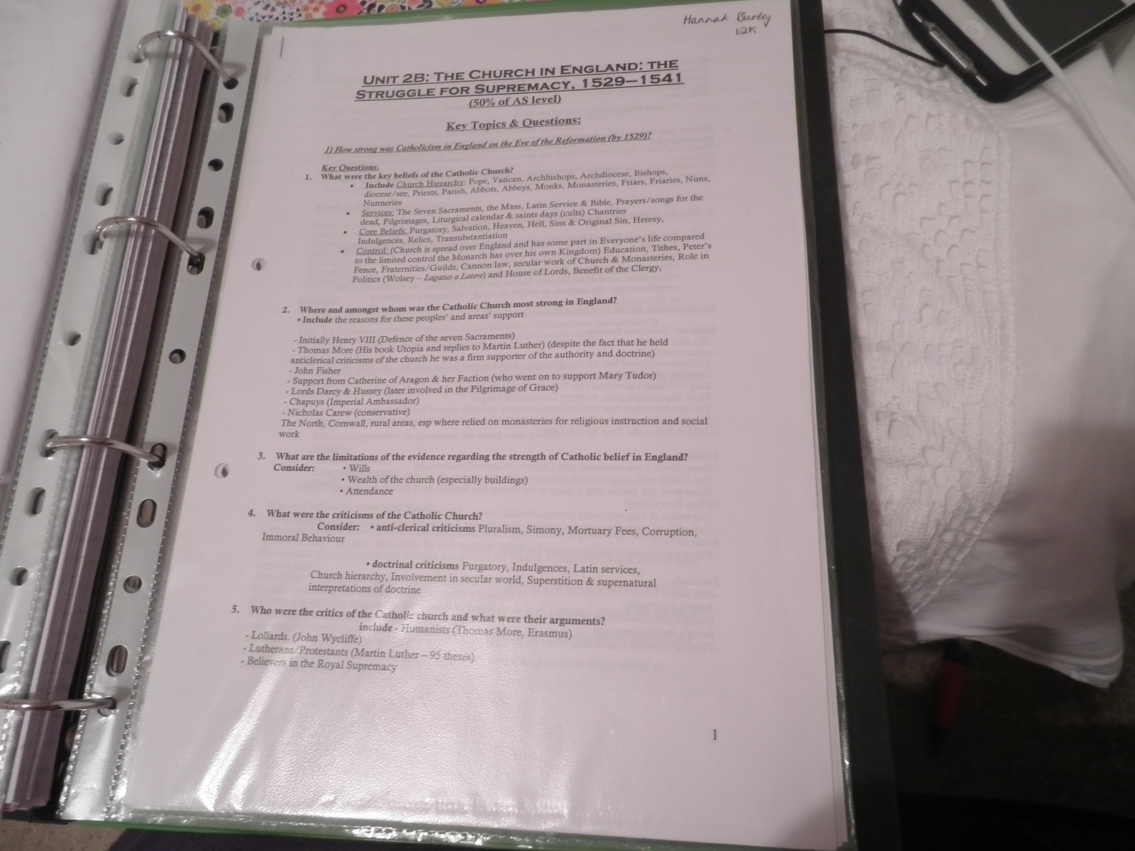 Hanntea: Revision Folder - AS Exams!