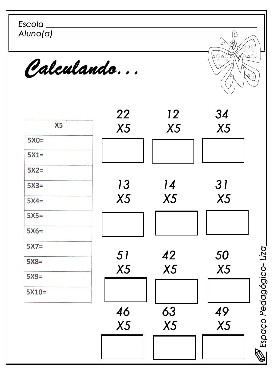 Jardim da Tia Di♥: Atividade com Tabuada