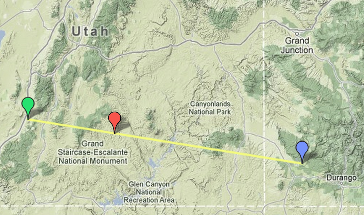 hidden experience: line on a map across Southern Utah