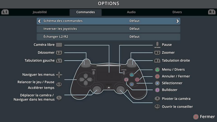Les commandes sur consoles