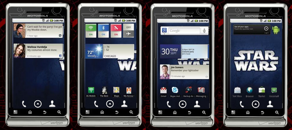 Motorola Droid 2 R2-D2 スターウォーズエディションのブート動画、壁紙、ホームスクリーンの情報公開 | GAPSIS