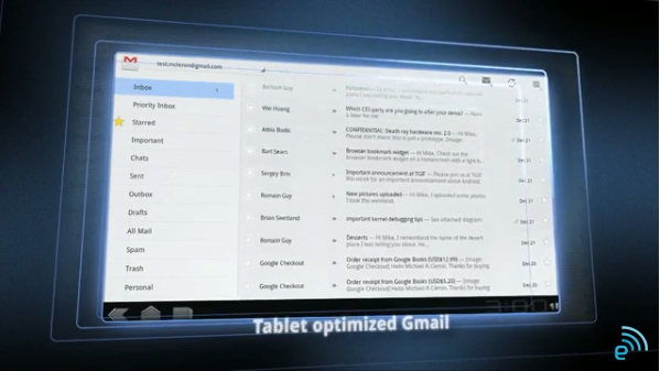 革新的なOSへ。Android 3.0（Honeycomb）の紹介動画登場。UIの刷新、WEBブラウザに上部タブ登場、Gmailの2画面表示 ...