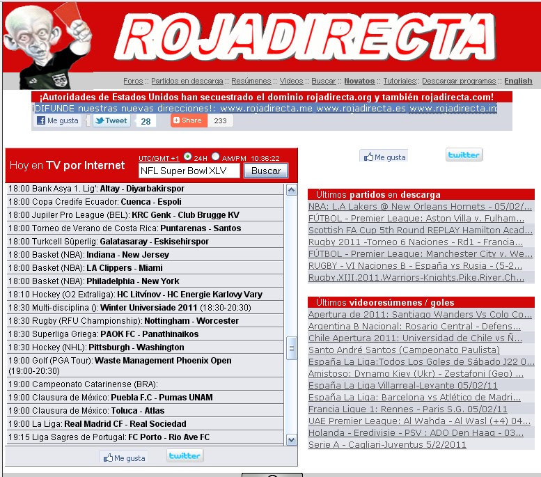 Rojadirecta: Con Rojadirecta.org Y