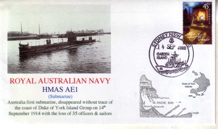 SHIP STAMP - Watercraft Philatelic Stamps Gallery: HMAS AE 1 Submarine ...