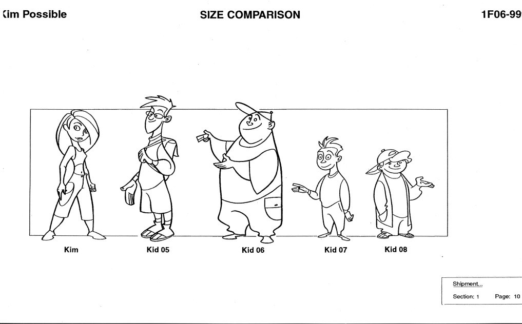 Living Lines Library: Kim Possible (TV Series 2002-2007) - Size Comparison