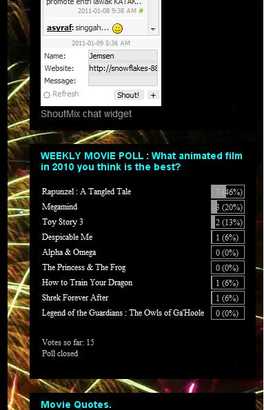 || BEYOND... ||: Results for Weekly Movie Poll 1.