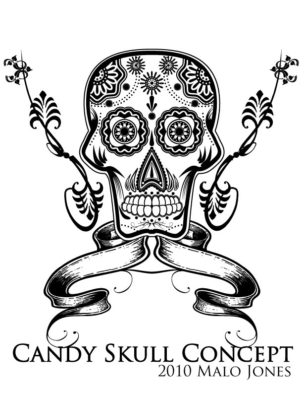 Panda Scrolls Candy Skull Design Panda Scrolls Candy Skull Design