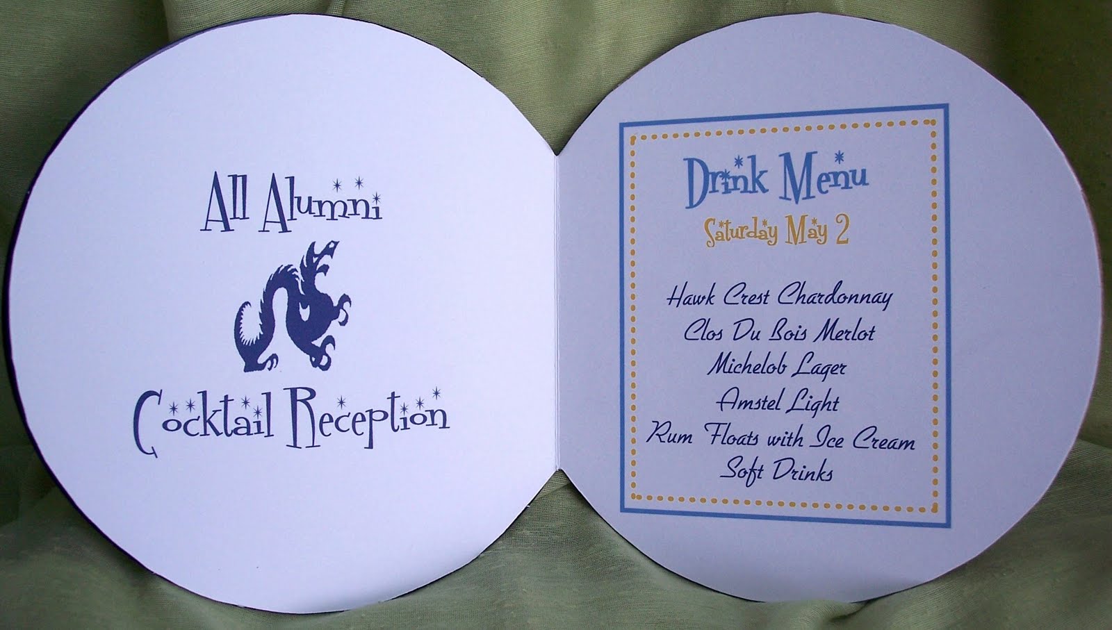 Designs by Ginny: 45 record menu booklet and 45 & 33 record centerpiece