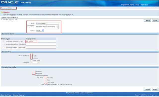 Oracle Applications: Create Complex PO and Invoice With Retainage