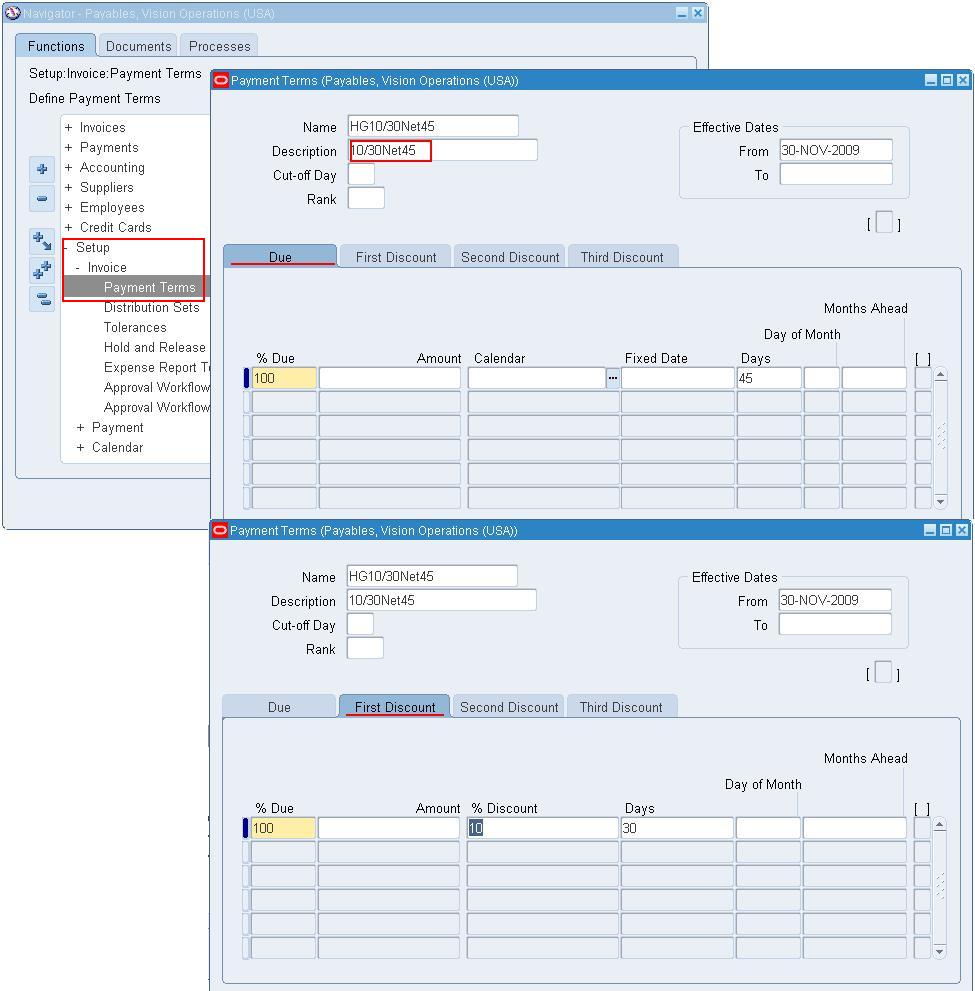 Oracle Applications Define Payment Terms In Payables