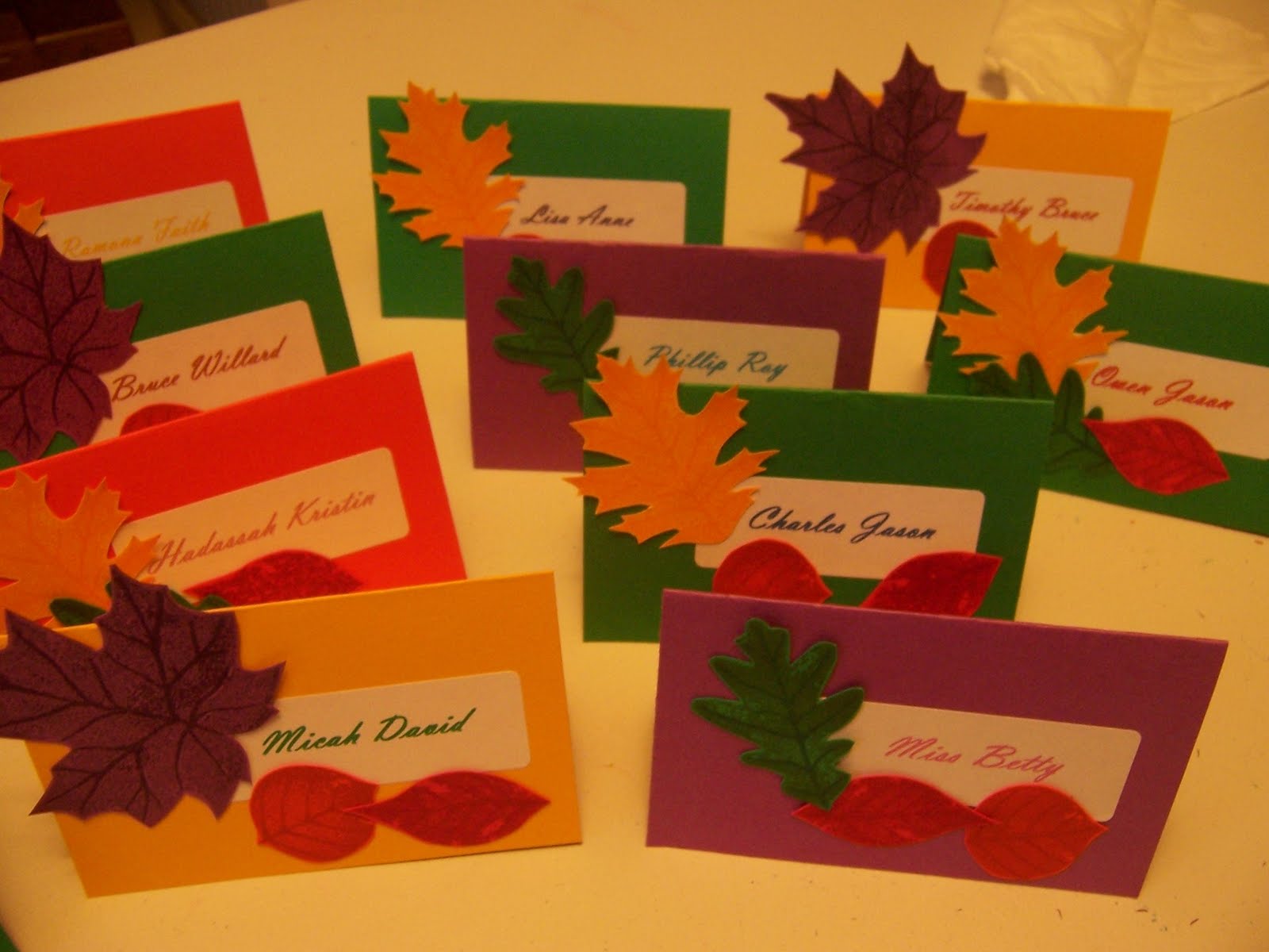 Charlie, Janet, and Owen: Thanksgiving Name Cards