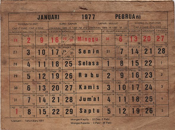 Koleksi Barang Djadoel: Kalender 1977 edisi Presiden Soeharto-Wapres HB IX