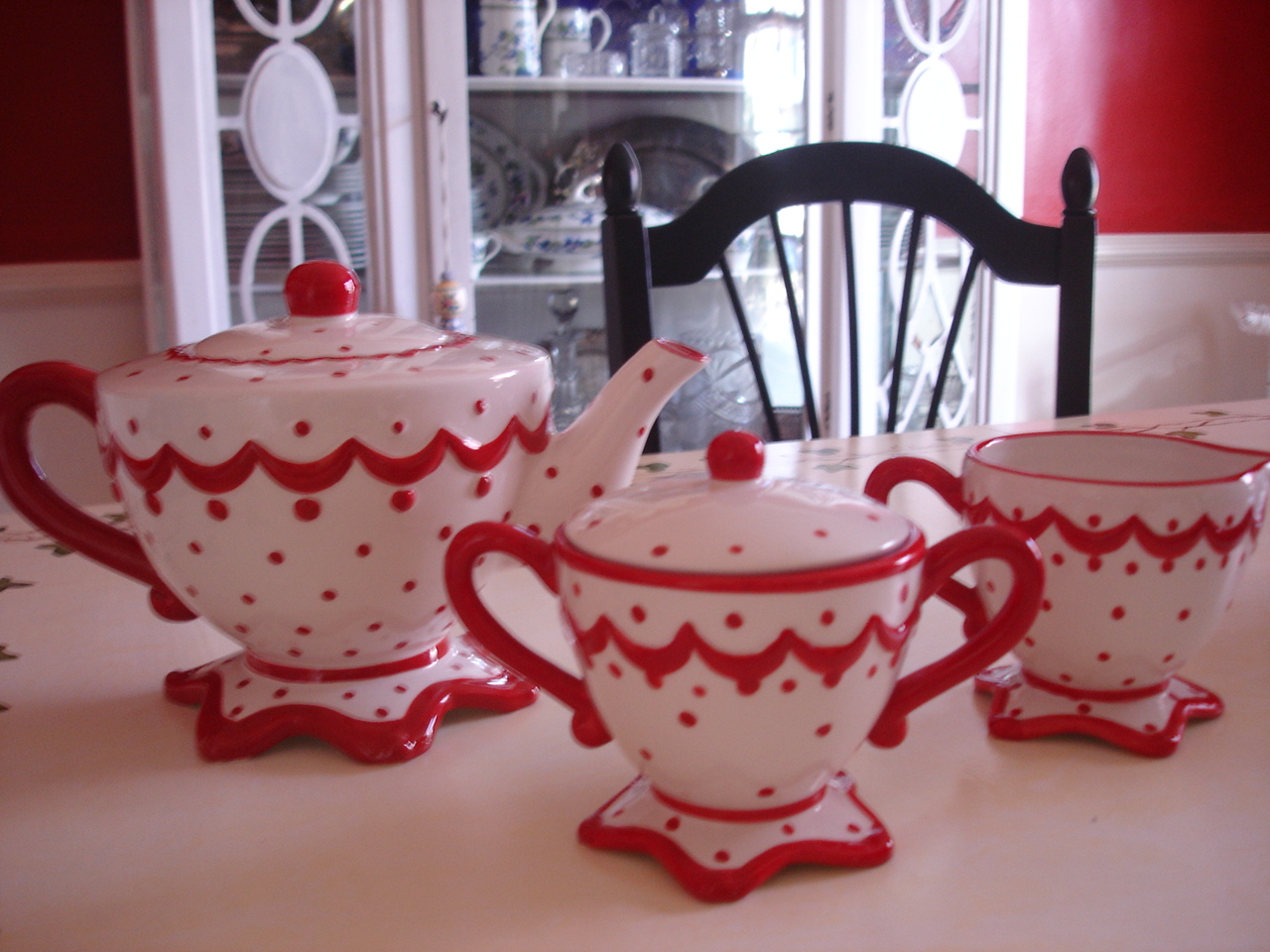 Rose Colored Glasses: New Red and White Teapot